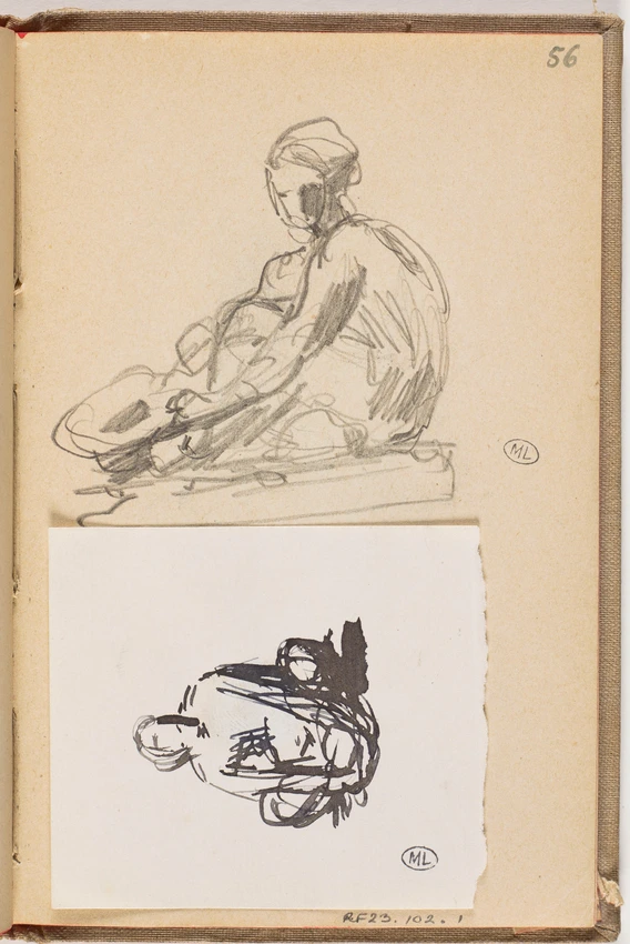 Croquis d'un personnage assis - Henri Chapu | Musée d'Orsay