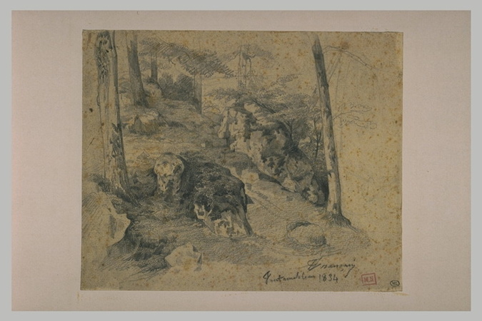 Rochers et arbres dans la forêt de Fontainebleau - Louis Français ...