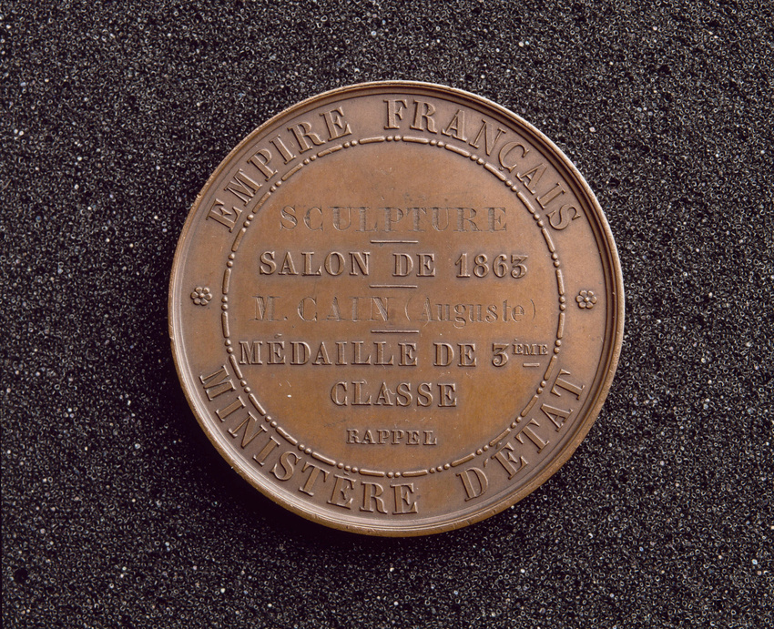 Médaille de troisième classe du Salon de 1863, décernée au sculpteur ...