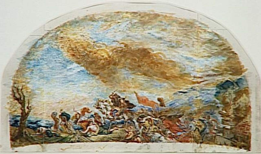 Attila suivi de ses hordes barbares foule aux pieds de son cheval, l ...