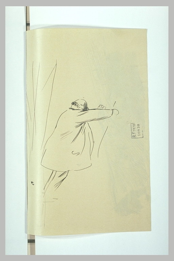 Un gros homme chauve, debout, bras droit en avant - Jean-Louis Forain ...