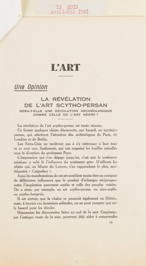 La révélation de l'art scytho-persan : sera-t'elle une révolution ...