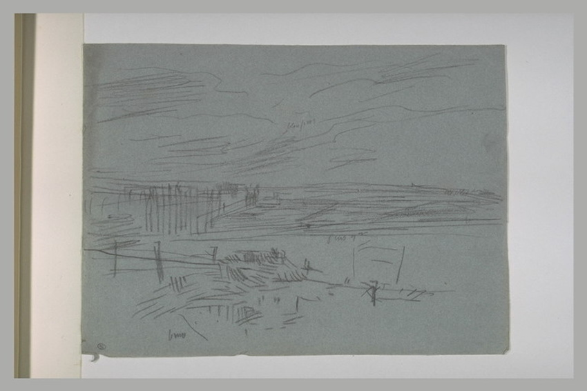 Plaine avec des maisons, au premier plan - Eugène Boudin | Musée d'Orsay
