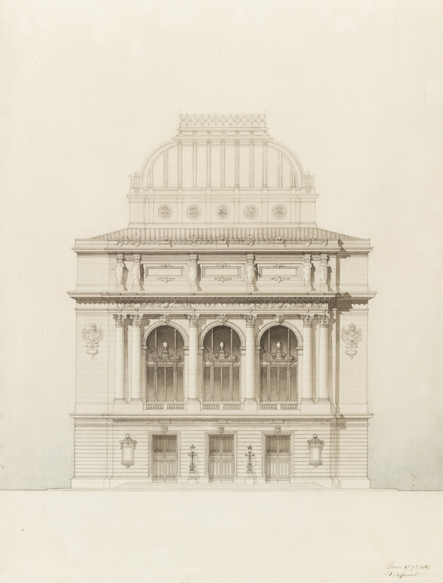 Projet de reconstruction de l'Opéra Comique, façade principale ...