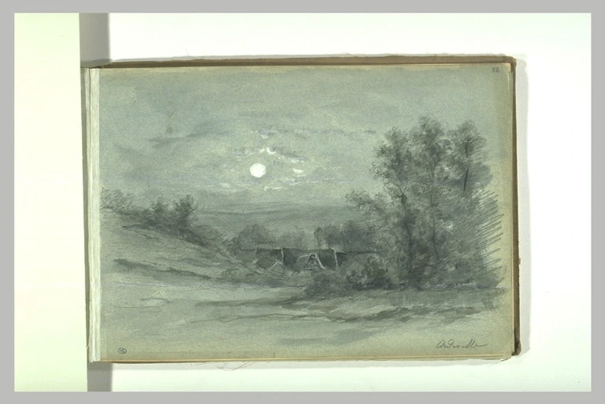 Ferme dans un paysage, un soir de pleine lune - Léonide Bourges | Musée ...