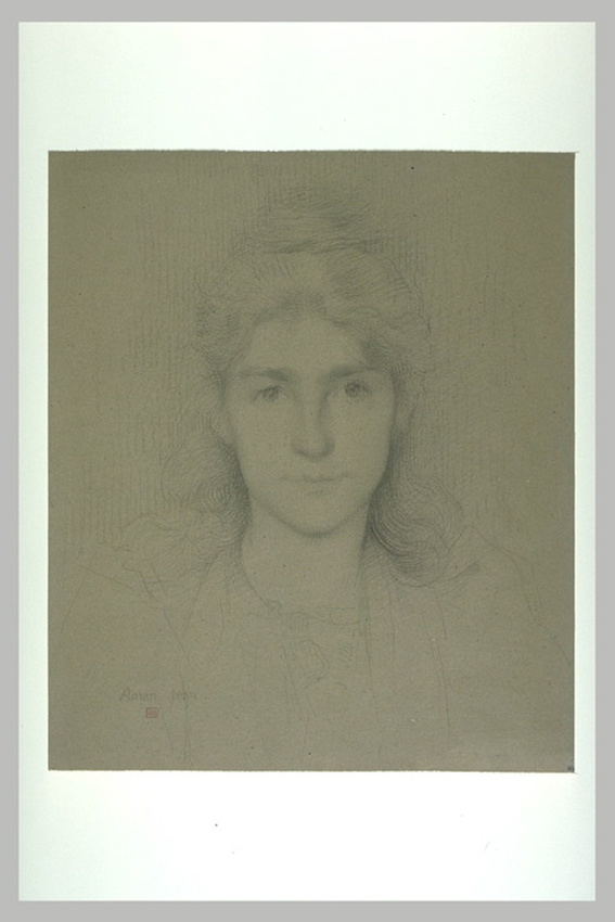 Portrait de femme, en buste, de face, cheveux mi-long - Edmond Aman ...