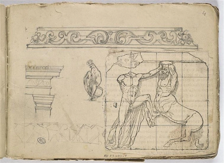 Combat d'un Centaure et d'un Lapithe, d'après un bas-relief antique ...