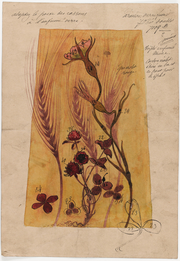 Vase de forme tronconique, décor d'épis de blé et trèfle - Emile Gallé ...