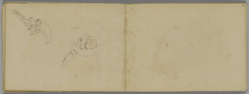 Deux croquis de perruques avec catogan - Jean Hugues | Musée d'Orsay