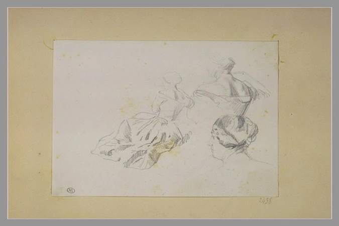 Croquis d'une femme, de profil, en costume du XVIIIè siècle - Charles ...