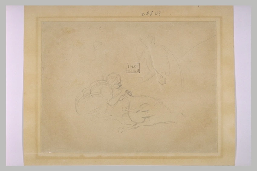 Deux arabes penchés sur le corps d'un animal - Gustave Guillaumet ...