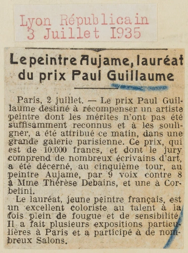 Le peintre Aujame, lauréat du prix Paul Guillaume - Anonyme | Musée de ...