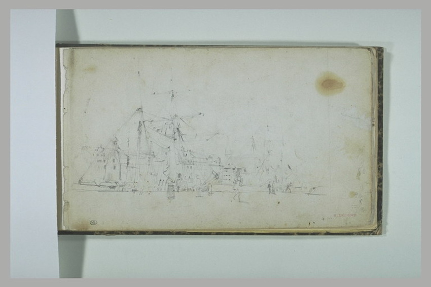 Quai animé par plusieurs figures, et un voilier - Stanislas Lépine ...