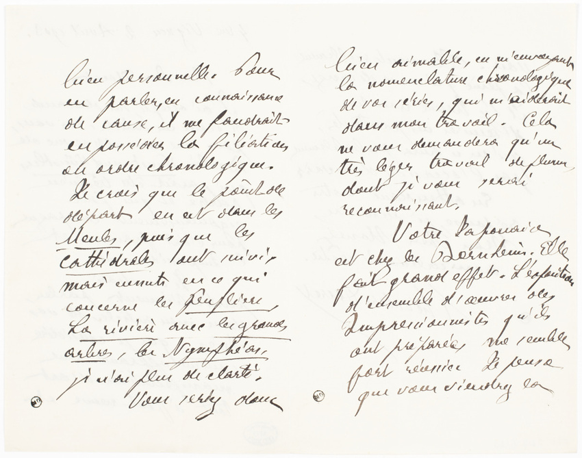 Lettre autographe signée de Théodore Duret à Claude Monet - Théodore ...