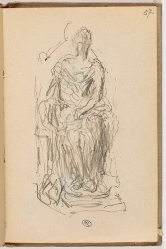 Croquis d'un personnage assis - Henri Chapu | Musée d'Orsay