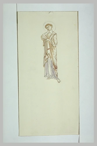 Relevé d'une figure de jeune saint ou de sainte dans une attitude ...
