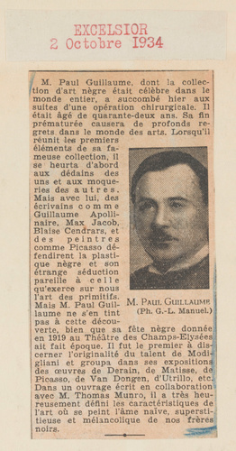 M. Paul Guillaume, dont la collection d'art nègre était célèbre dans le ...