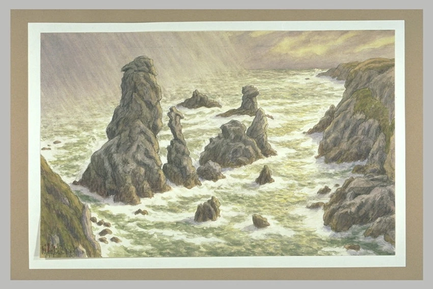 Mer agitée aux aiguilles de Port-Coton, à Belle-Isle-en-Mer - Henri ...