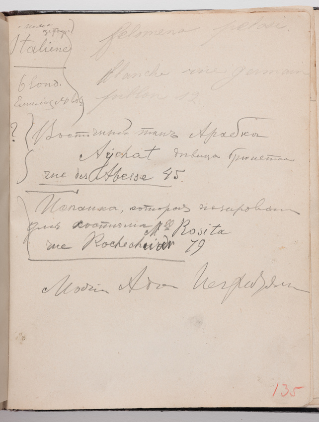 Notations manuscrites relatives aux modèles de Repine, en français et ...