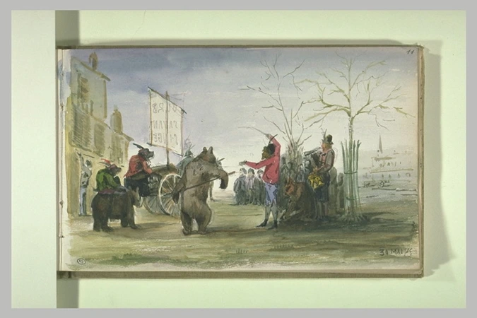Groupe de saltimbanques sur une place de village - Anonyme | Musée d'Orsay
