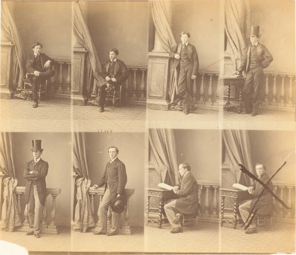 Lord William Hamilton et un homme en huit poses, quatre de chaque ...