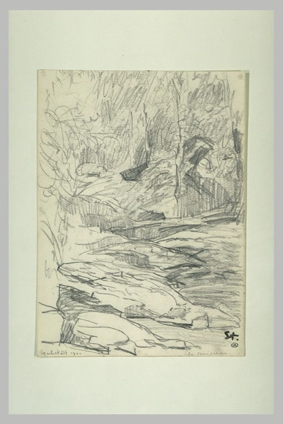 Paysage : rochers et arbres au bord d'une rivière - Théophile Alexandre Steinlen | Musée d'Orsay
