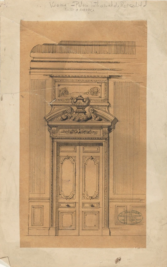 Projet de porte monumentale à deux battants surmontée d'un fronton ...