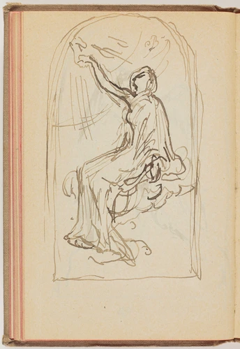Croquis de figure assise, le bras droit levé - Henri Chapu | Musée d'Orsay