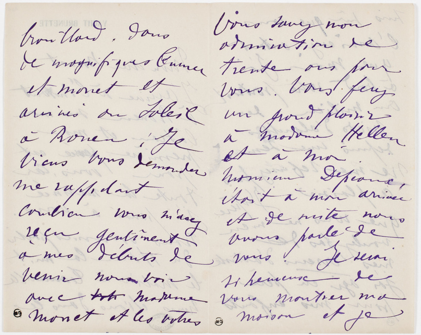 Lettre autographe signée de Paul Helleu à Claude Monet - Paul Helleu ...