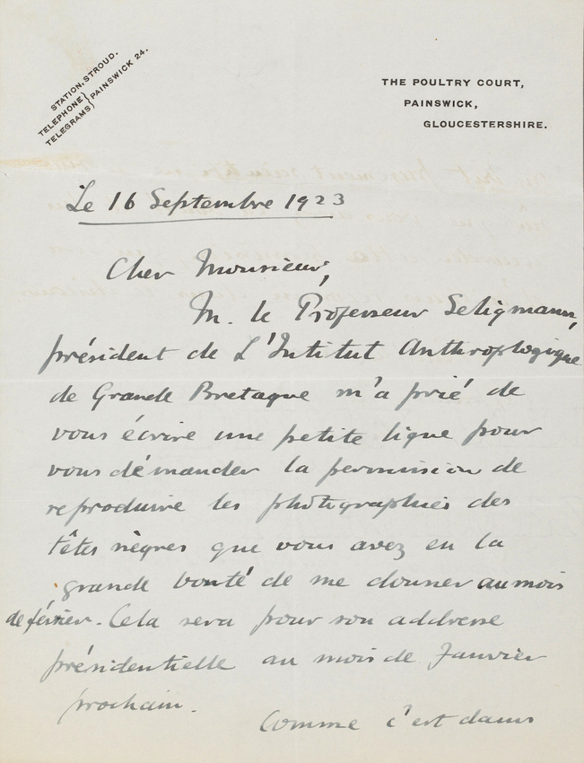 Correspondance manuscrite : Alfred H[enri] R[obinson] Thornton à Paul ...
