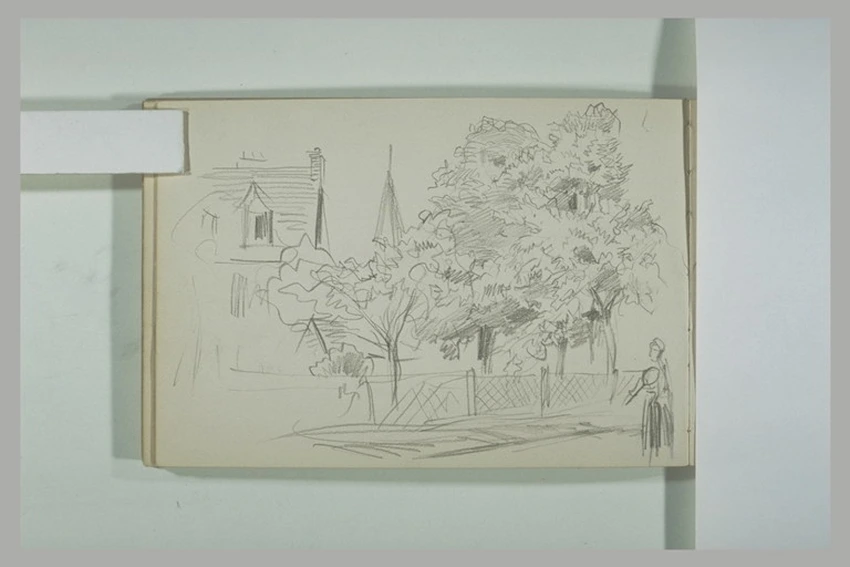 Paysage avec une femme tenant une raquette - Paul Mathey | Musée d'Orsay