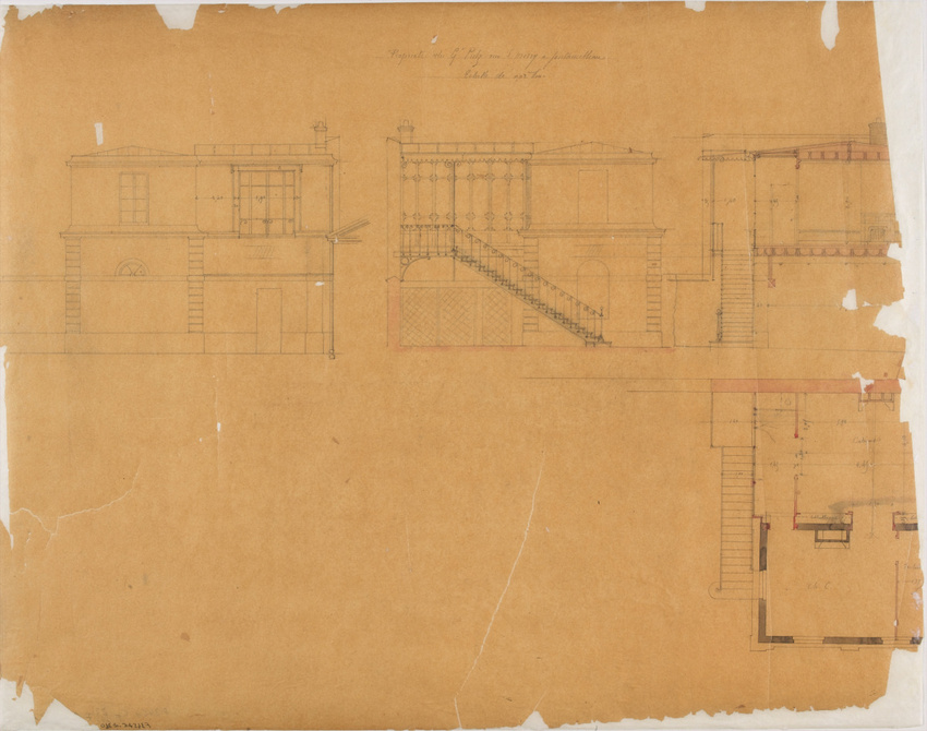 Propriété du Général Putz à Fontainebleau, plan, coupe et élévation ...