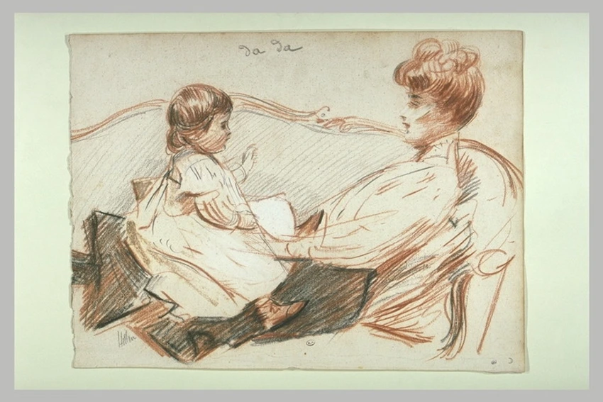 Mme Helleu allongée sur un canapé avec Paulette - Paul Helleu | Musée d ...