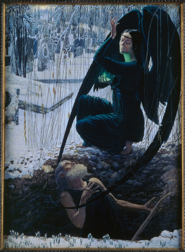 La Mort et le fossoyeur - Carlos Schwabe | Musée d'Orsay