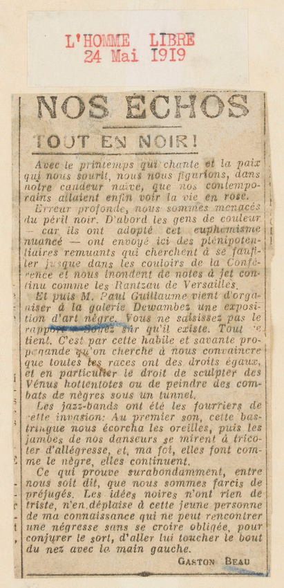 Nos échos : tout en noir ! - Gaston Beau | Musée de l'Orangerie