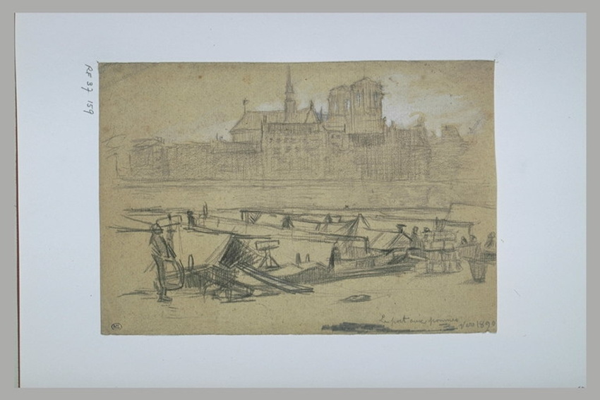Le port aux pommes, sur les quais, devant Notre-Dame - Adolphe Gumery ...