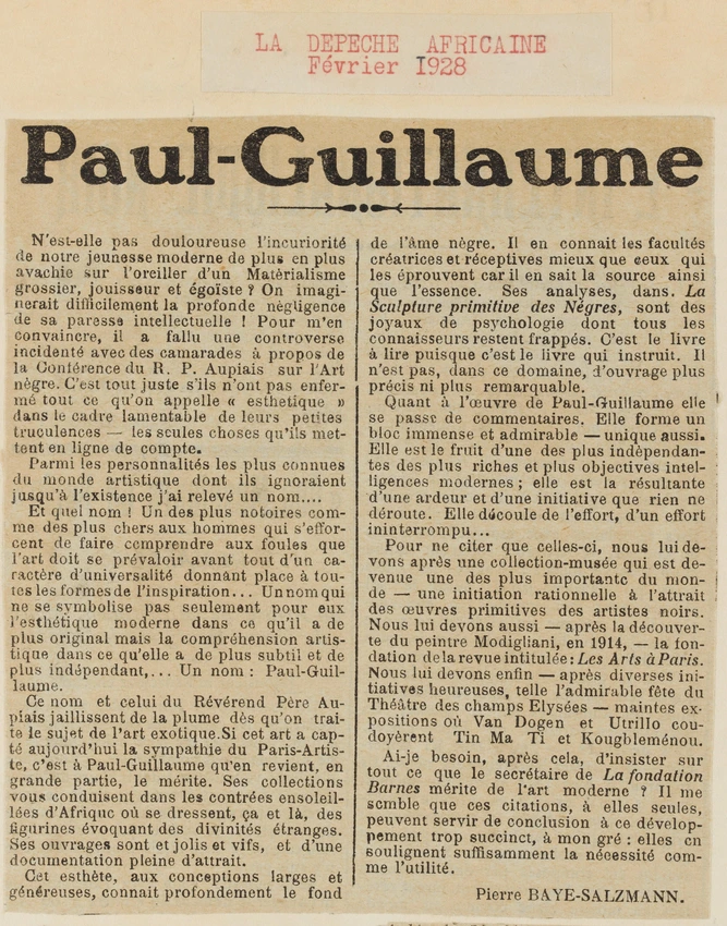 Paul-Guillaume - Pierre Baye-Salzmann | Musée de l'Orangerie
