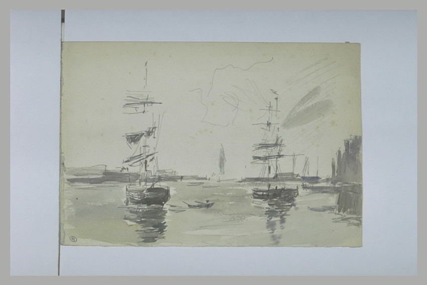 Navires dans une rade - Eugène Boudin | Musée d'Orsay