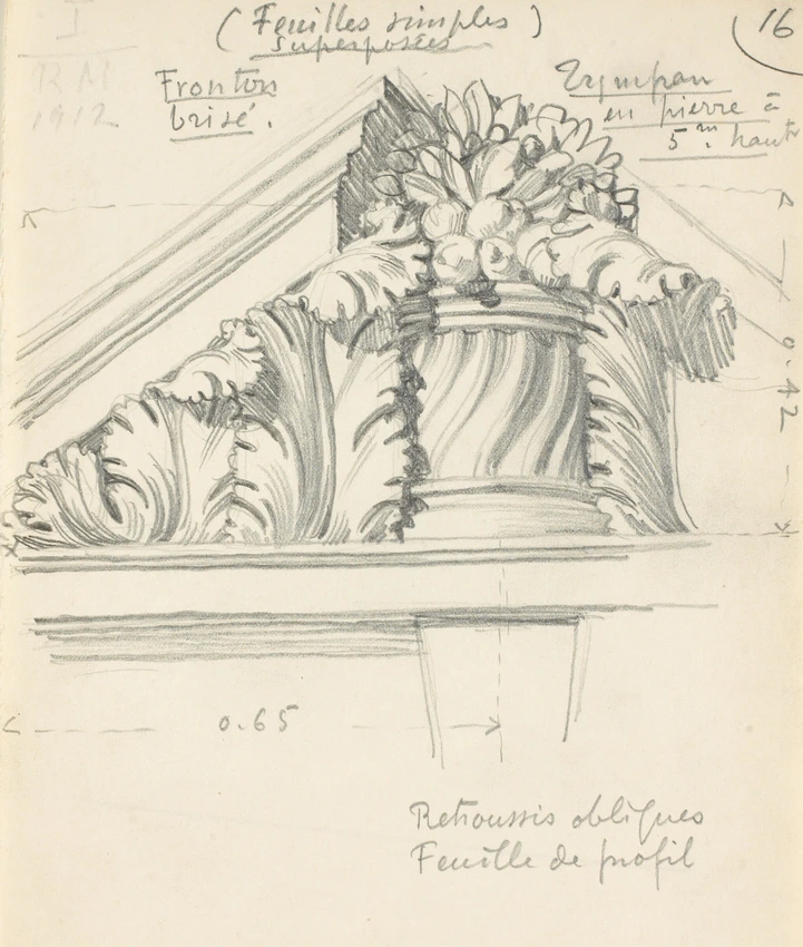 Feuilles simples sur un fronton brisé - Eugène Grasset | Musée d'Orsay
