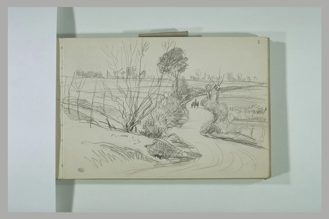 Paysage champêtre avec une route sinueuse - Paul Mathey | Musée d'Orsay