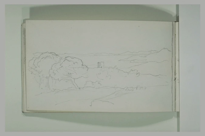 Paysage de bord de mer avec une tour ruinée - Emile René Ménard | Musée ...