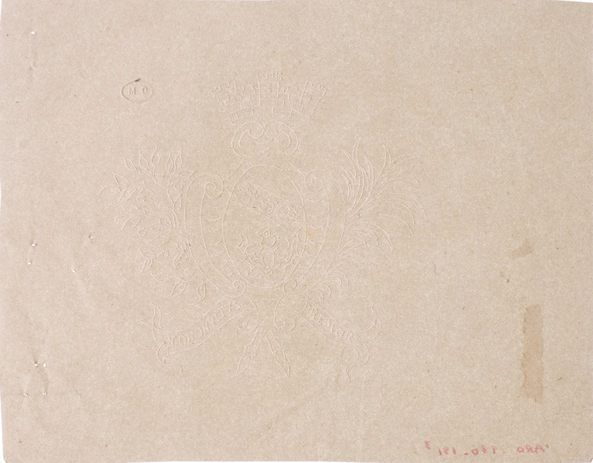 Poncif : grandes armes de Nancy : écu, cartouche, couronne, soutiens et ...