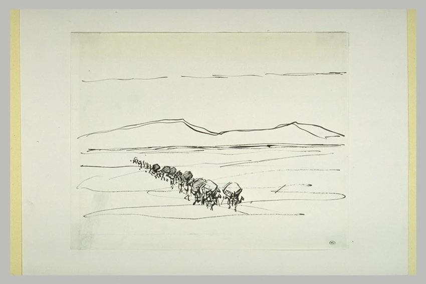 La caravane : dans une vaste plaine désertique, une caravane de ... La caravane : dans une vaste plaine désertique, une caravane de ...