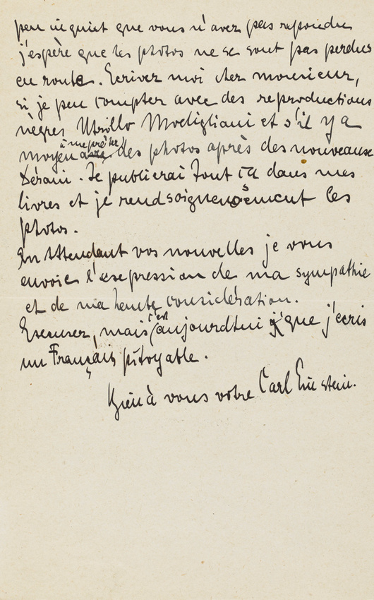 Correspondance manuscrite : Carl Einstein à Paul Guillaume - Carl ...