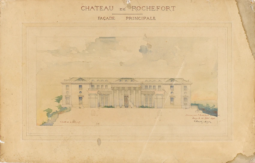 Façade principale du château de Jules Porgès à Rochefort, Seine-et-Oise ...