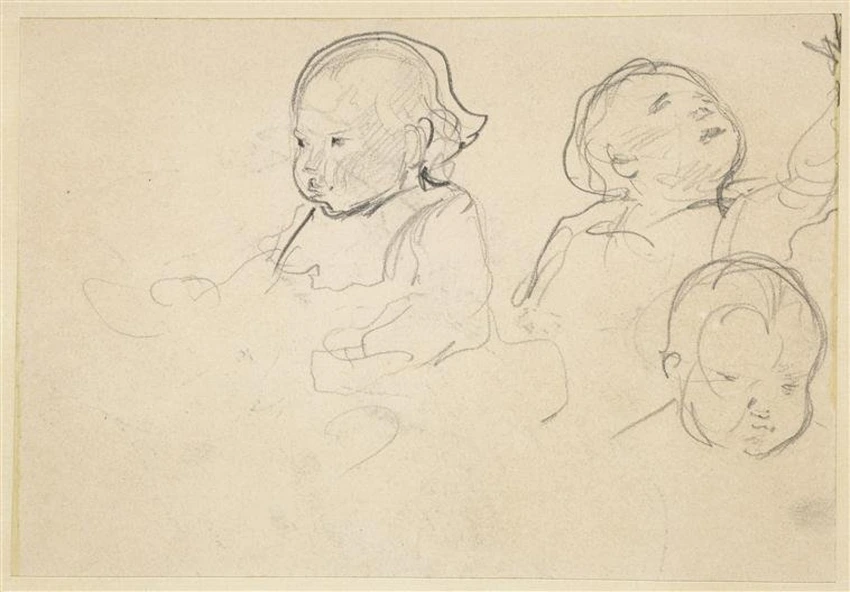 Trois études de tête d'un enfant - Paul Mathey | Musée d'Orsay