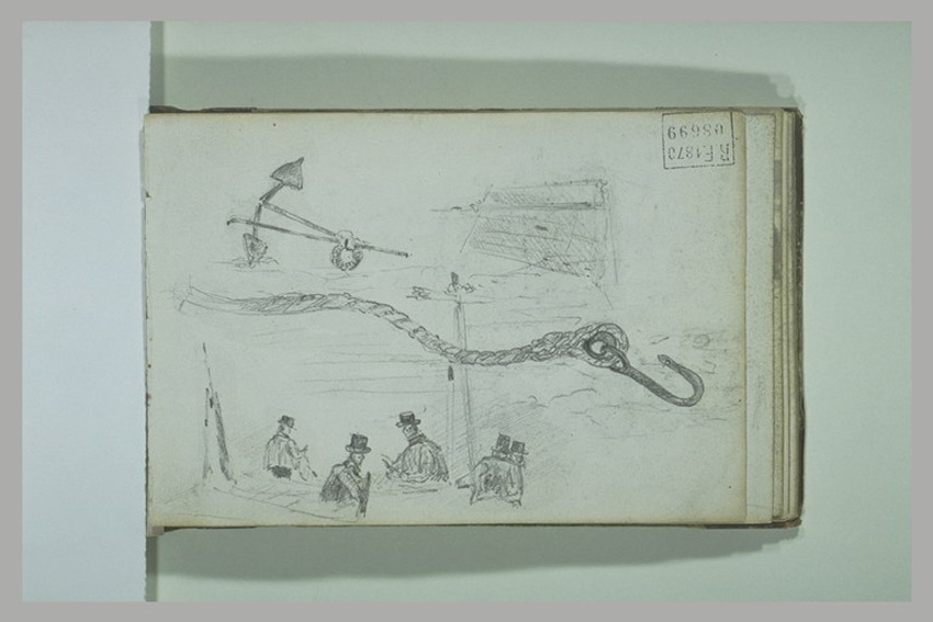 Ancre ; corde ; croquis ; figures - Lionel Constable | Musée d'Orsay