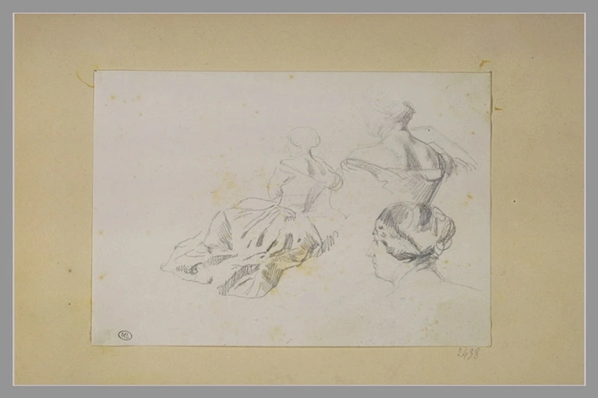 Croquis d'une femme, de profil, en costume du XVIIIè siècle - Charles ...