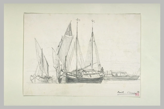 Trois bateaux de pêche - Emile-Louis Vernier | Musée d'Orsay