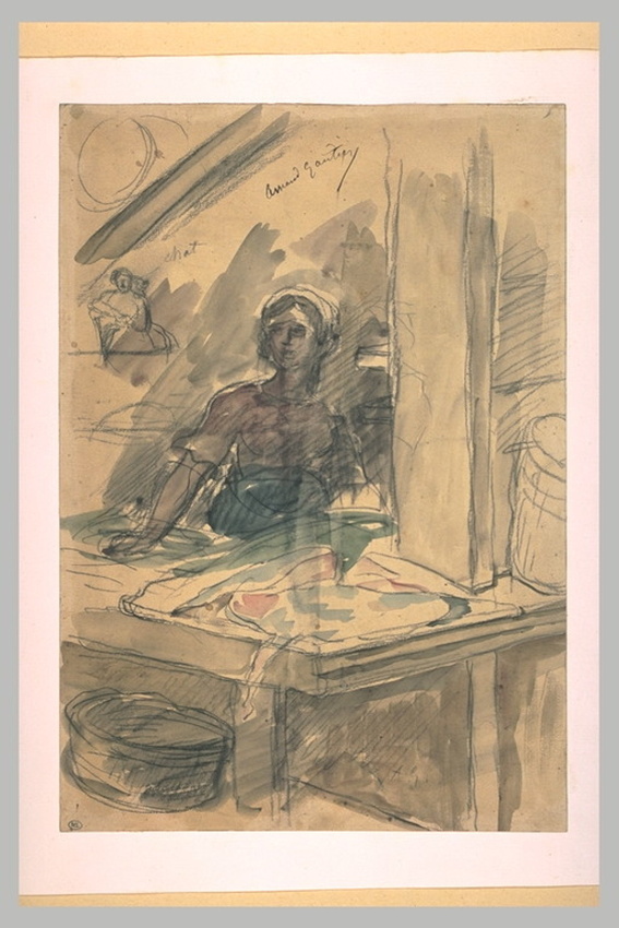 Jeune femme derrière un étal de poissons - Amand Gautier | Musée d'Orsay